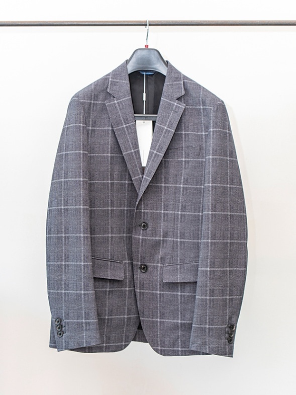 junhashimoto LIGHT 2B JACKET and ONE TUCK EASY PANTS / GREY CHECK ...