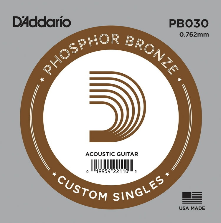 D'Addario アコースティックギター バラ弦 5本セット PB030 Phosphor Bronze【daddario ダダリオ アコギ弦 pb-030】【ゆうパケット対応 ...