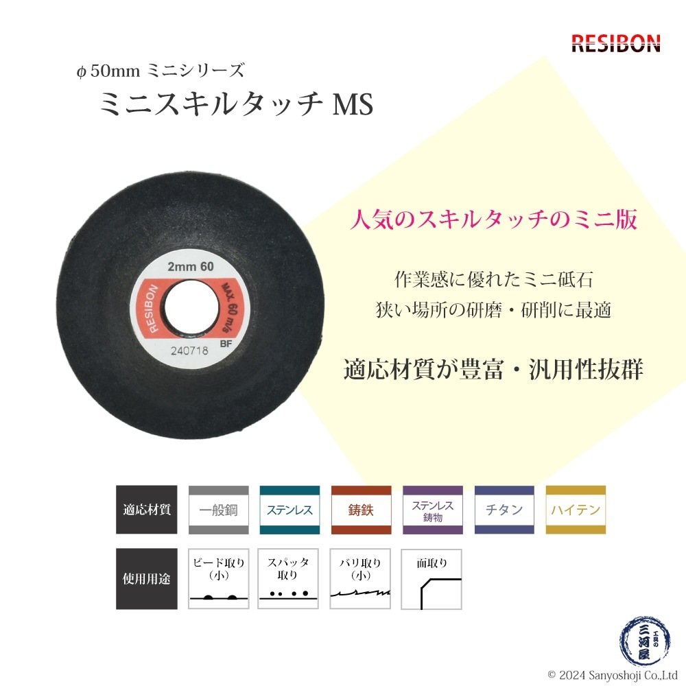 日本 レヂボン ( レジボン ) 研磨・研削砥石 ミニスキルタッチ MS 50x3x9.53 #60 25枚 ( 直送 ) MS503-60 ...