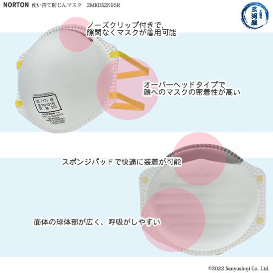 ノートン ( NORTON ) 使い捨て式 防じんマスク ベアマスク MK910-N95DS2 排気弁なし お得な 240枚/大箱 DS2 + N95 合格品 ( 直送 ...