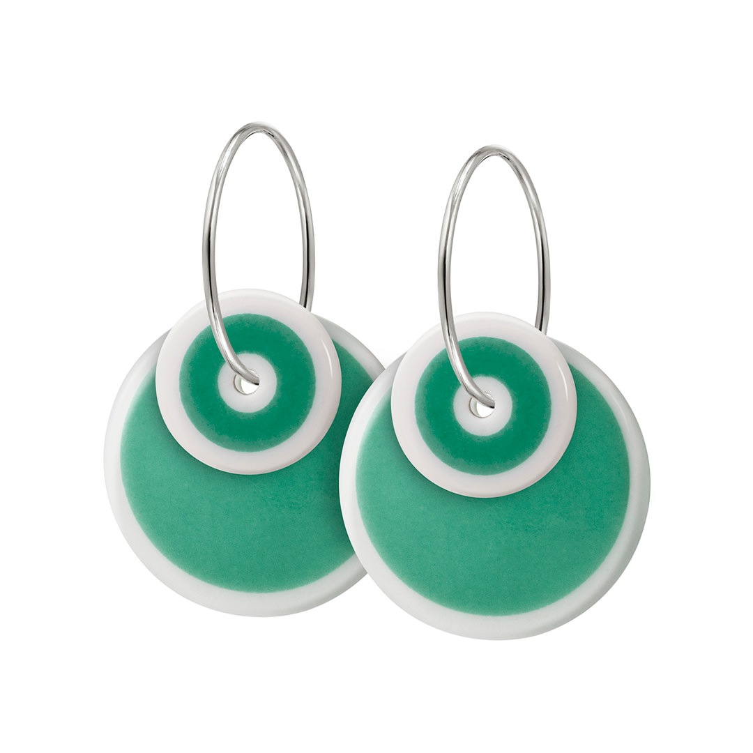 HALO duo hoop【WHITE / GREEN】 | 北欧アクセサリー「シェアニング」公式