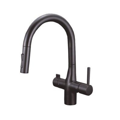 KVK【KM6081ECM5】浄水器専用グースネックシングルレバー式シャワー付混合栓(eレバー) マットブラック 水栓本体のみ の通販｜施主のミカタ【総本山】