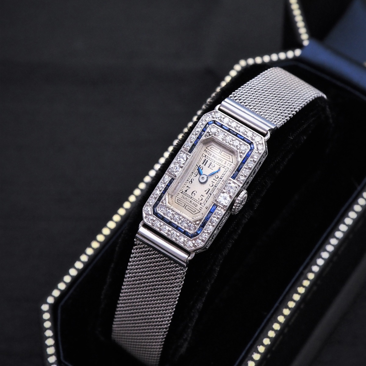 アンティークウォッチ アンティークパテック・フィリップ アールデコ ダイヤモンドサファイアベゼル レクタンギュラ―Ptケース ...