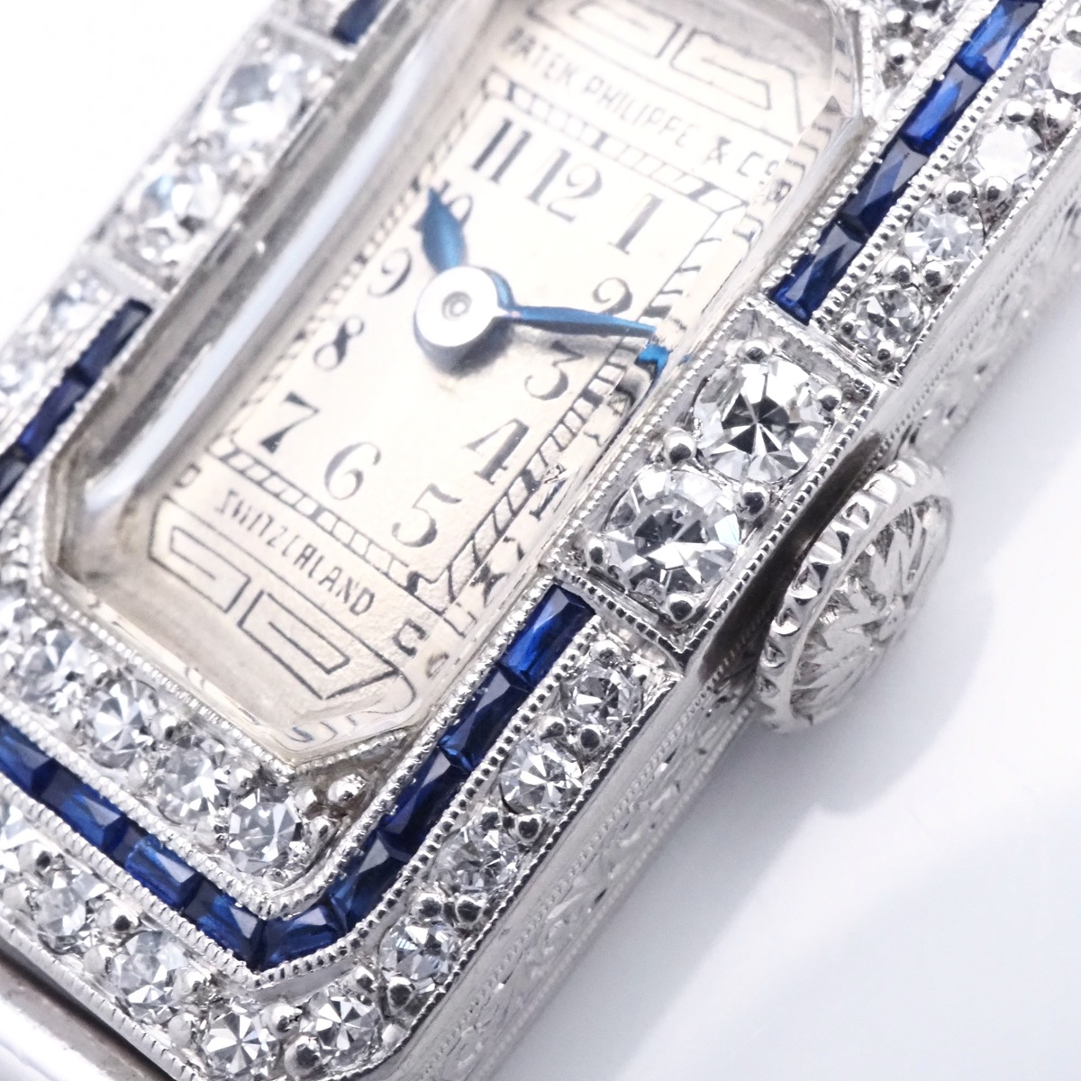 アンティークウォッチ アンティークパテック・フィリップ アールデコ ダイヤモンドサファイアベゼル レクタンギュラ―Ptケース ...