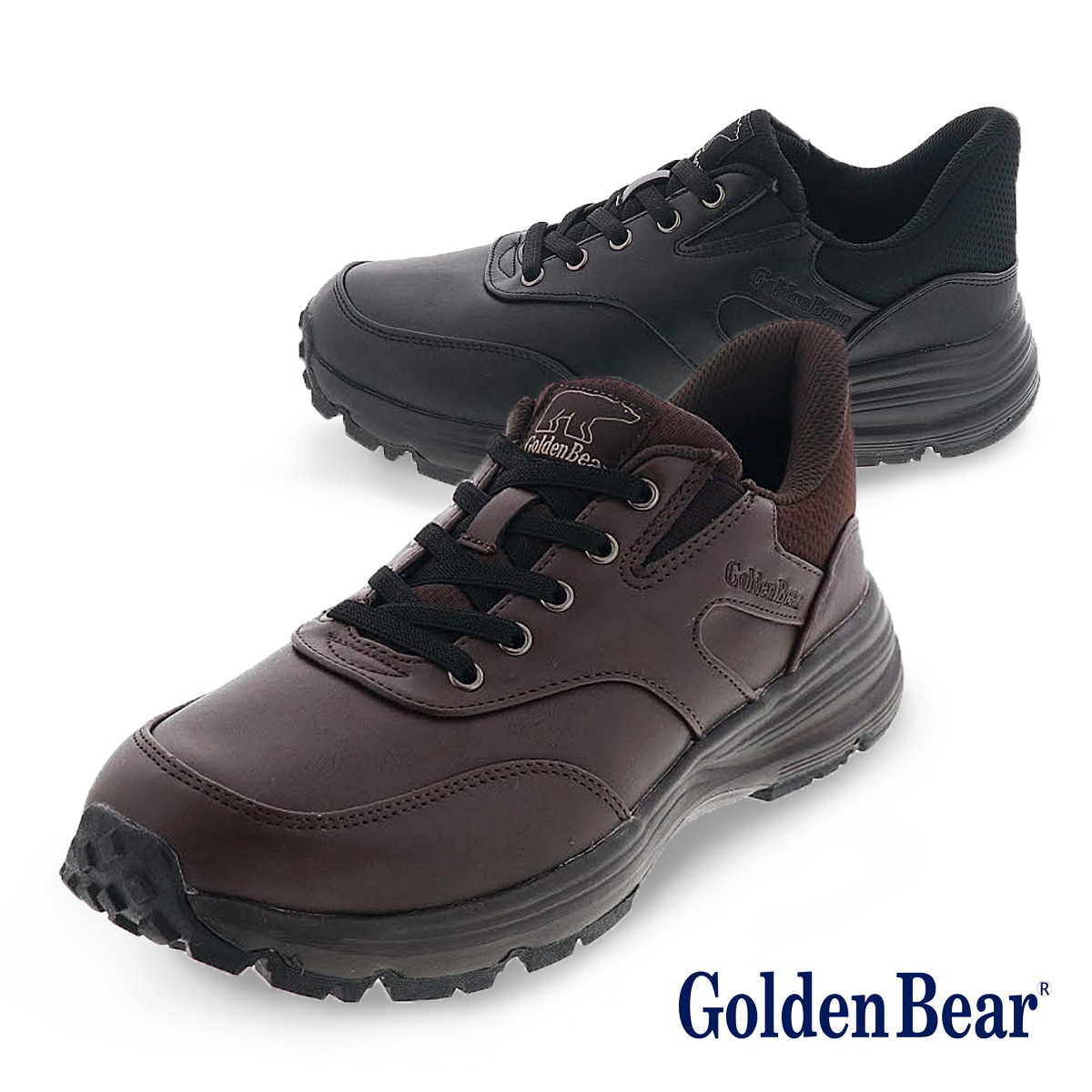 ゴールデンベア メンズ ハンズフリー 防水 スニーカー コートタイプ 幅広ワイド 4E ゴム紐 軽量 抗菌 防臭 Golden Bear GB-285 ダークブラウン/ ブラック | ブランド ...