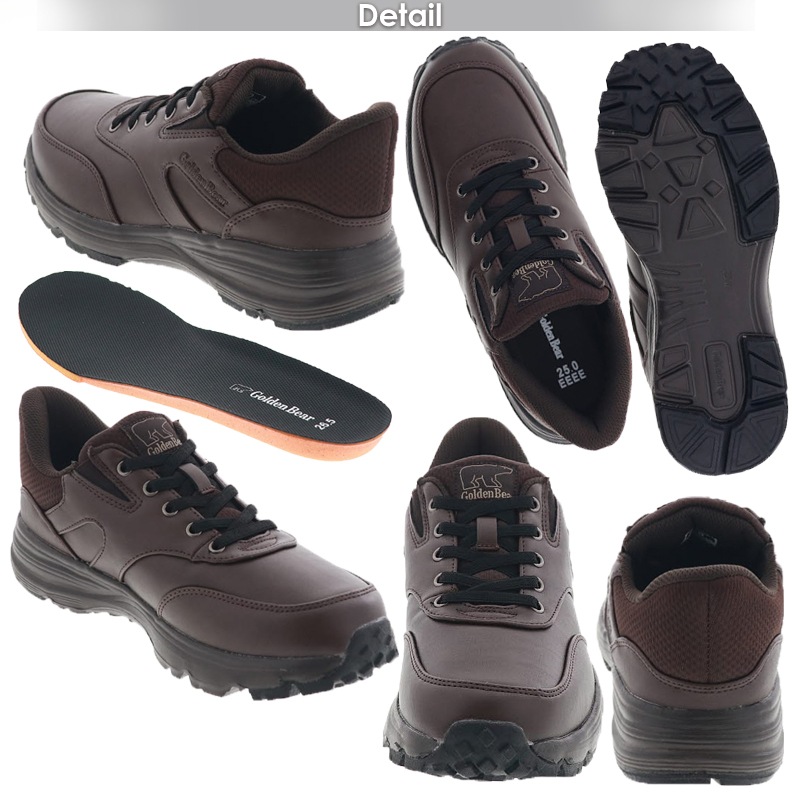 ゴールデンベア メンズ ハンズフリー 防水 スニーカー コートタイプ 幅広ワイド 4E ゴム紐 軽量 抗菌 防臭 Golden Bear GB ...