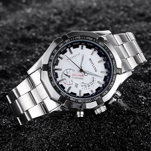 T0315 新品 クロノグラフ MSTIANQ 腕時計メンズ ラグジュアリーステンレス 白 | 時計（メンズ） | 雑貨仕入れ専門の卸売モール ...