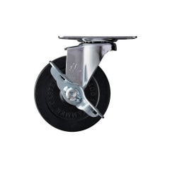 ハンマーキャスター 自在型平付式(ストッパー付) クロームメッキ ゴム車輪(径65) 415E-R65 | 業務用厨房部品,キャスター,平付式,ハンマーキャスター,自在型 | SHOP SUGICO