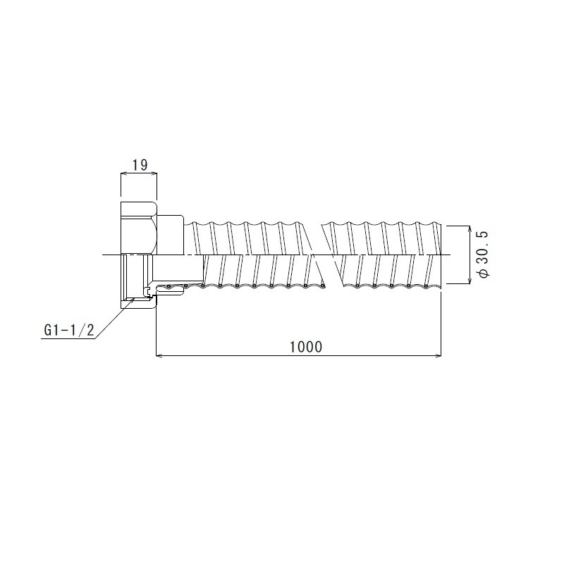 排水ホース 回転ナット G1-1/2ネジ 100cm TO-192/100FN | キッチン用排水部品 | SHOP SUGICO