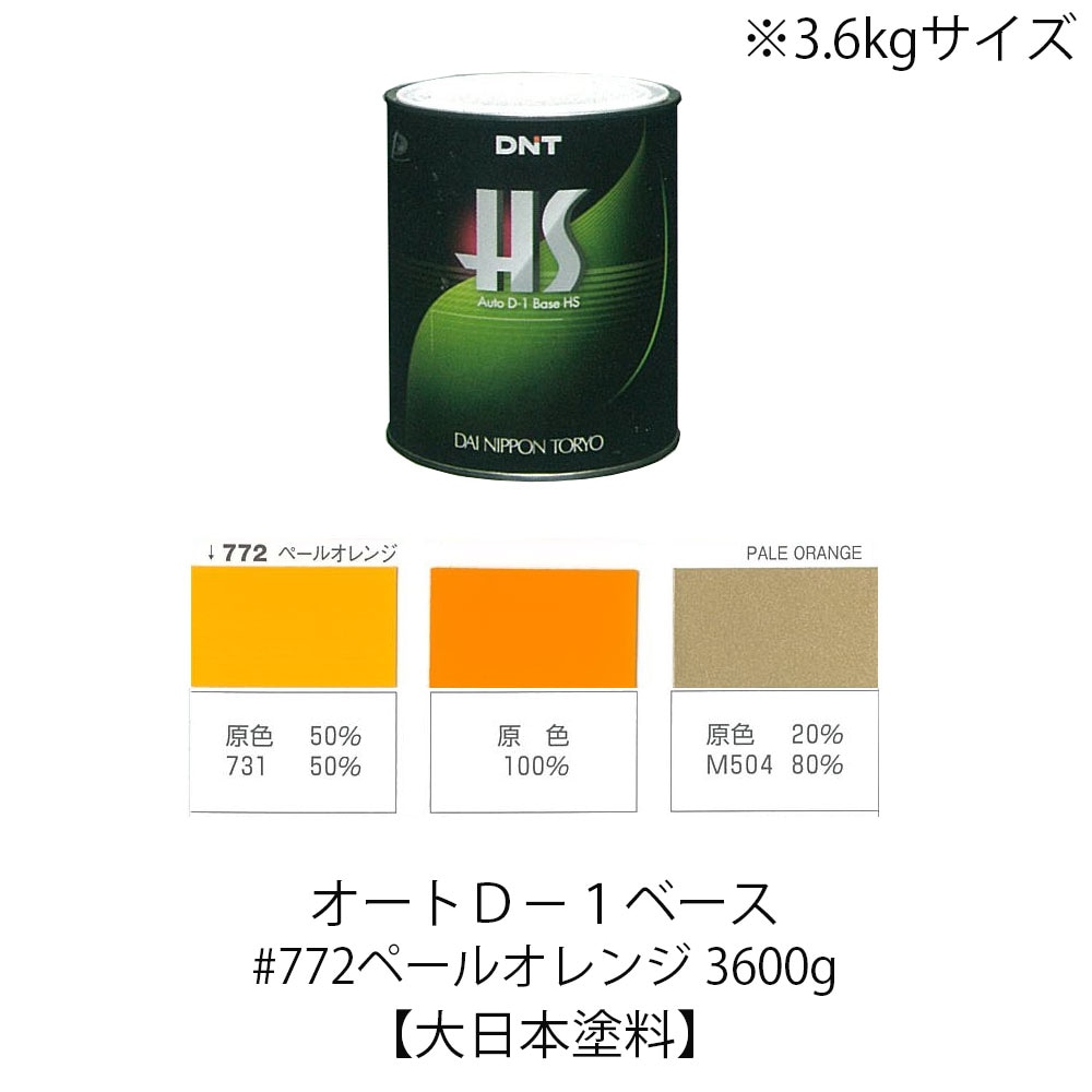 Auto(オート)D-1ベースHS 772ペールオレンジ 3600g(3.6kg) 大日本塗料 | 塗料,車両用向け塗料,自動車補修用塗料 ...