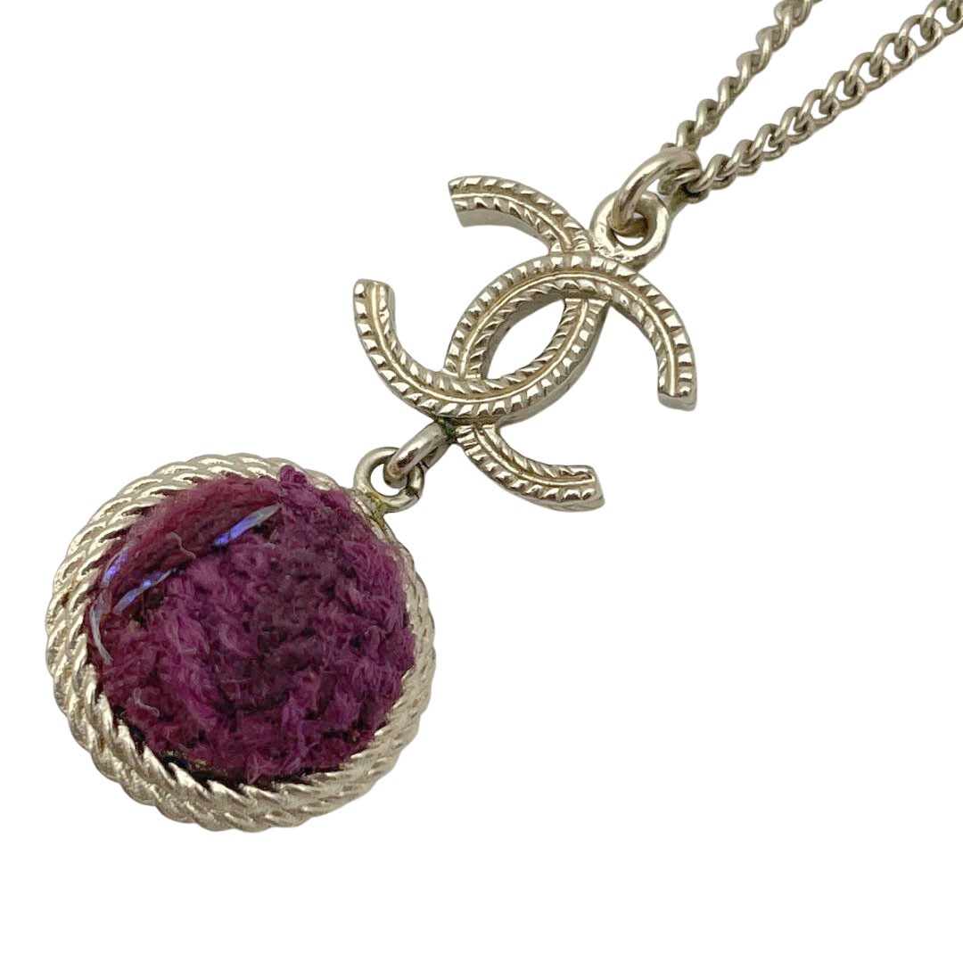CHANEL シャネル ネックレス ツイードボール ココマーク シャンパンゴールド ワインレッド ピンク B13A | アクセサリー ...