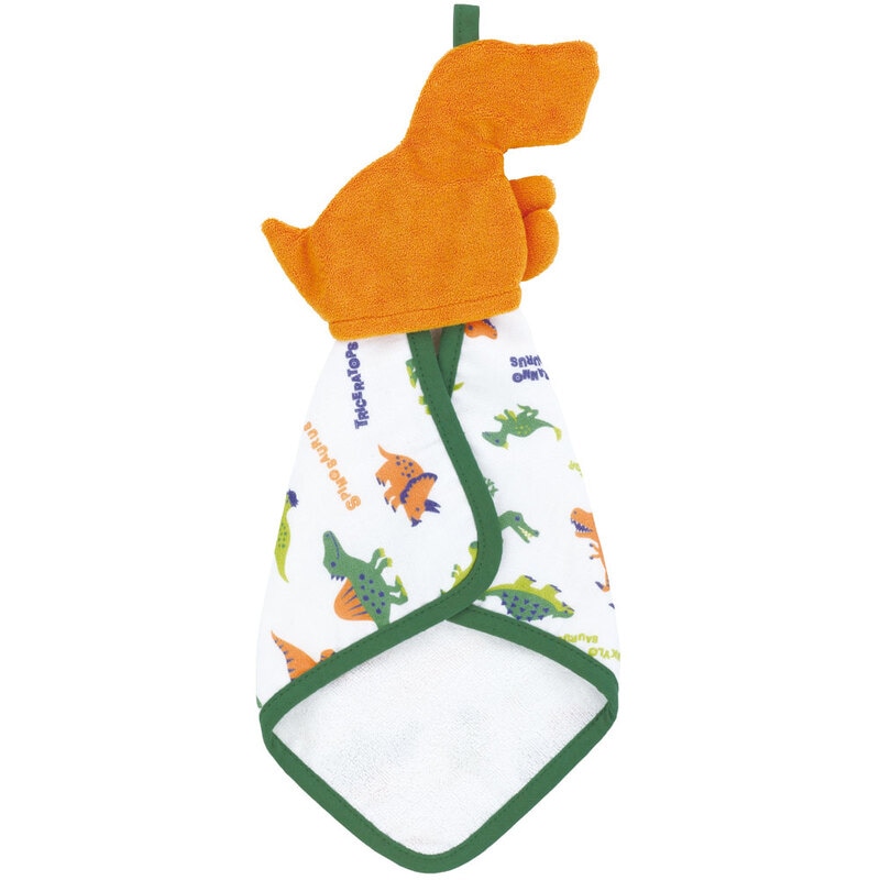 【メール便対象品】 マスコット 付き タオル 30×30cm ガーゼ パイル 綿100％ ベビー 子供 可愛い スケーター skater BMT1 ティラノサウルス ディノサウルス 恐竜 ...