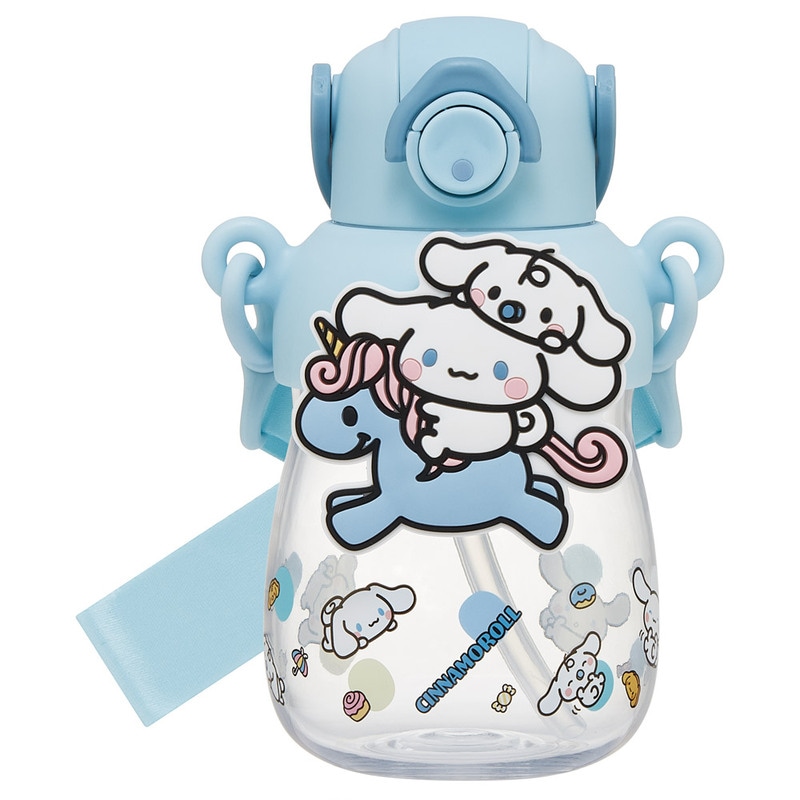 ラバー マスコット付き ストロー ボトル 水筒 650ml ショルダーベルト付き 子供 スケーター skater PRMC7ST シナモロール シナモン サンリオ 女の子 女子