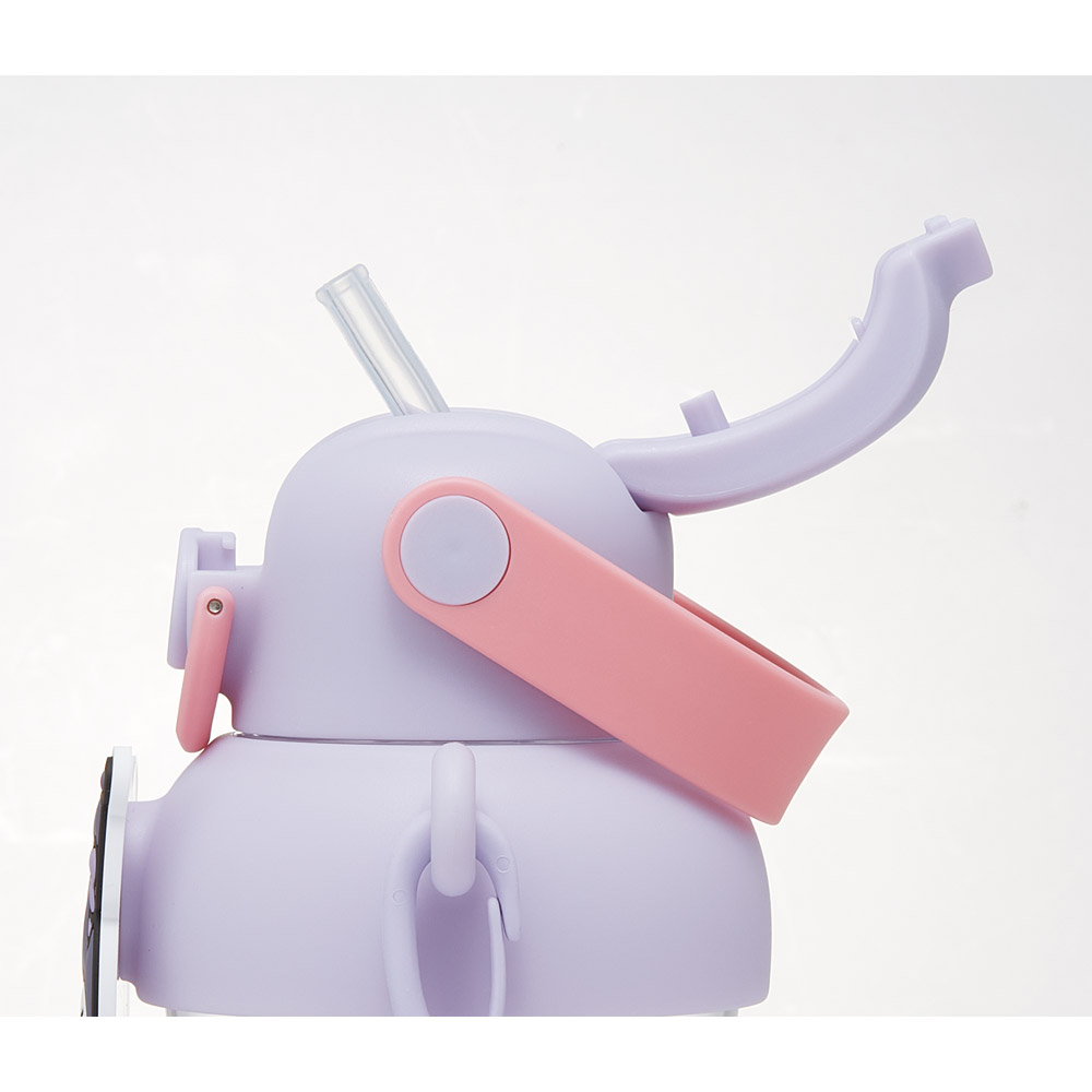 【初売りまとめ買いCP対象商品】ラバー マスコット付き ストロー ボトル 水筒 650ml ショルダーベルト付き 子供 スケーター skater PRMC7ST クロミ クロミちゃん サンリオ ...