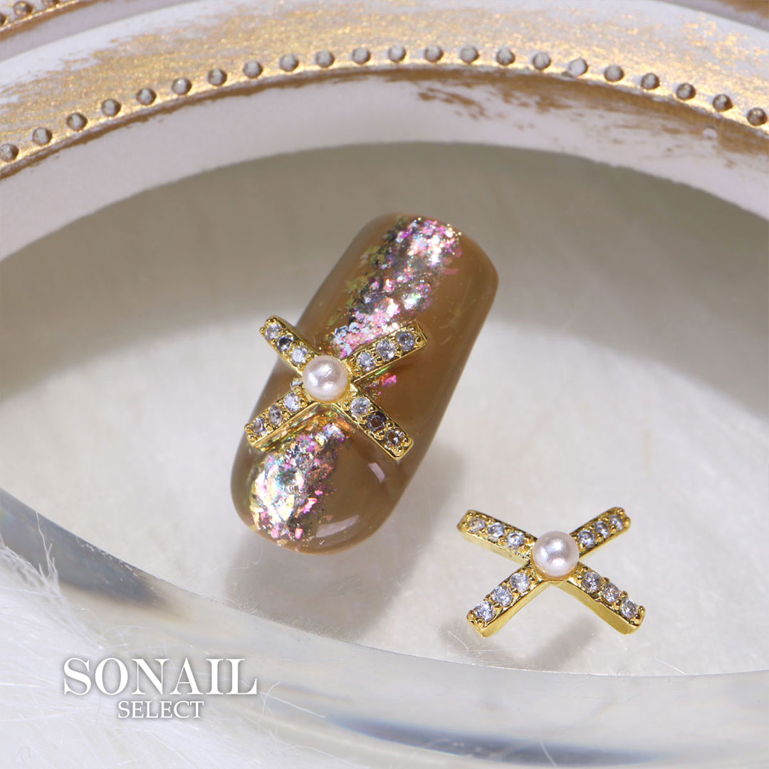 SONAIL バッテンビジュー ホワイトパールデコ ゴールド FY001657 | パーツ | SONAIL SELECT