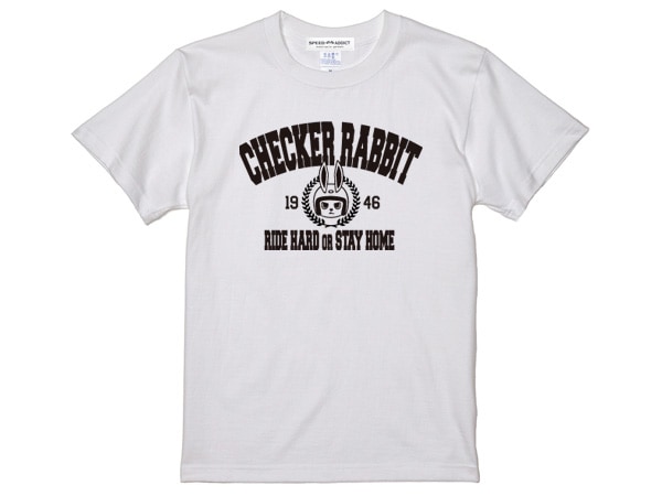 CHECKER RABBIT COLLEGE LOGO T-shirt（チェッカーラビットカレッジロゴTシャツ）WHITE | SPEED ...