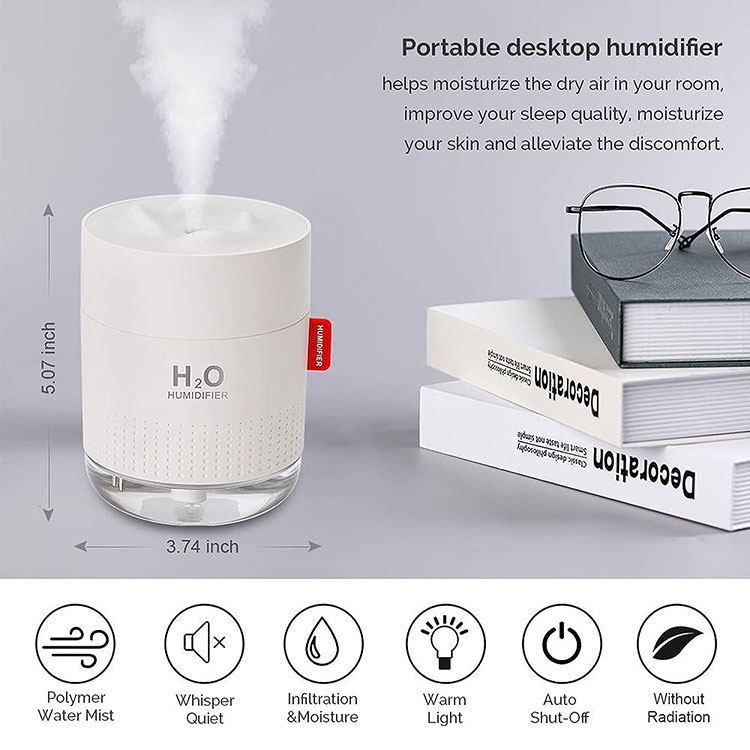 モブティップ ポータブルミニ加湿器 500ml USB充電式 MOVTIP HiLIFE Portable Mini Humidifier ...