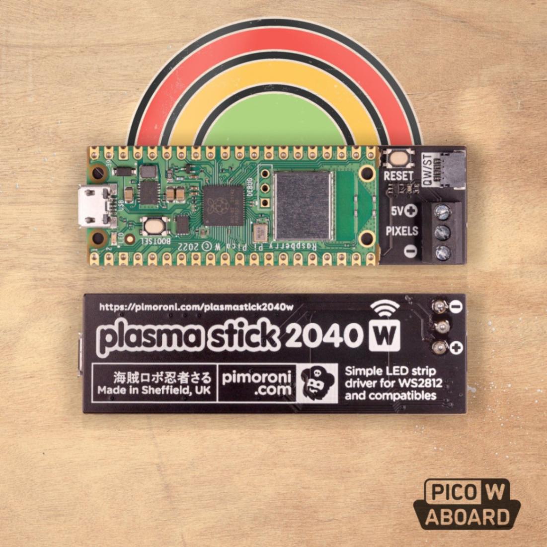Pimoroni Plasma Stick 2040 W - WS2812/Neopixel/SK6812 LED ドライバー (Pico W ...