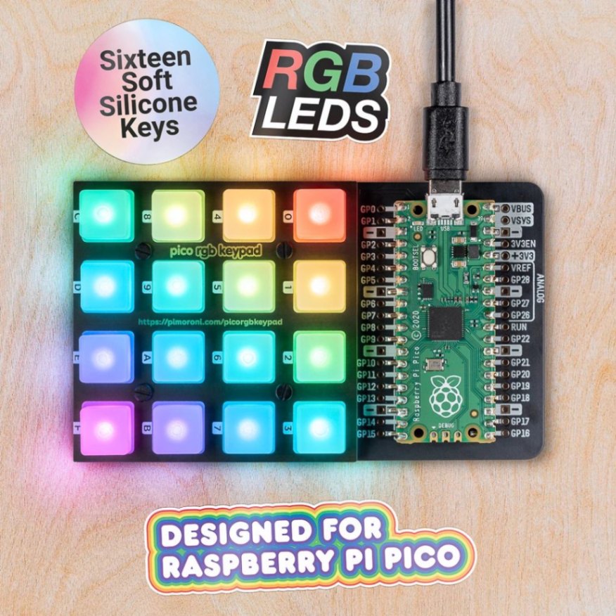 Pimoroni Pico RGB Keypad Base for Raspberry Pi Pico - 4x4 RGB シリコン キー ...