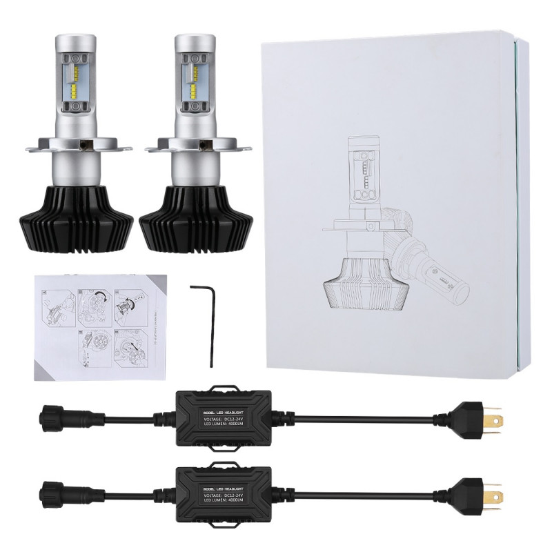 H4 Hi/Lo LED ヘッドライト 車検対応 Lumileds LUXEON ZES CHIP 採用 8000Lm 6500k ファンレス 一体型 角度調整機能付き 日本語マニュアル付き ...