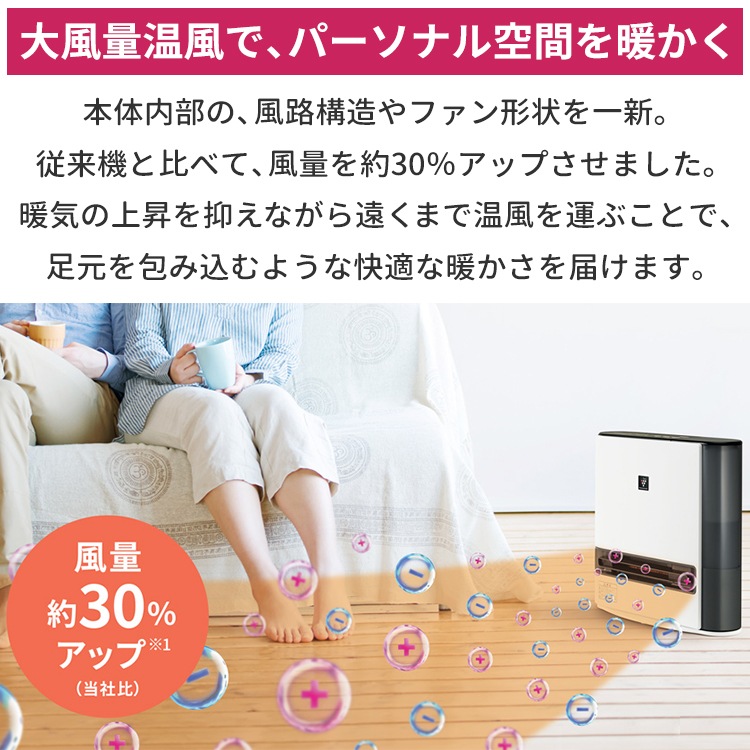 セラミックファンヒーター シャープ プラズマクラスター 加湿 ハイブリット式 電気暖房機 ダークブラウン 節電 空気清浄 HX-TK12-T ...