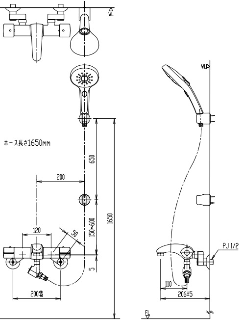 エコアクアスイッチシャワーSPA付サーモスタットシャワーバス水栓 LIXIL・INAX（リクシル・イナックス） BF-A147TSMM 洗い場専用タイプ | 水栓金具,浴室用水栓金具 ...