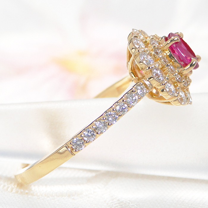 Pt950/K18YG ルビー ダイヤ リング