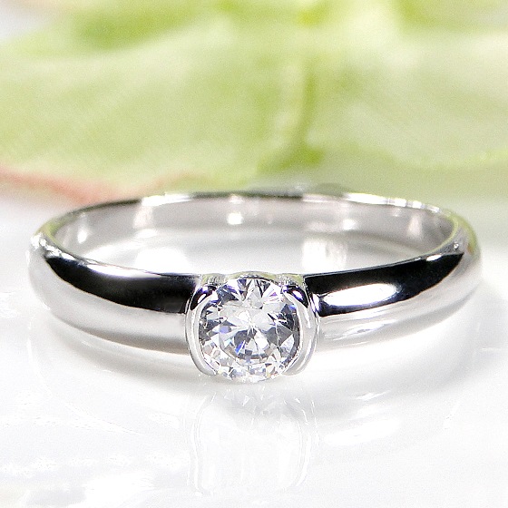 Pt950/K18YG 一粒 ダイヤモンド リング 【0.3ct】