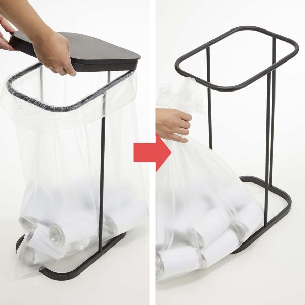 山崎実業(yamazaki) LUCE【分別ゴミ袋ホルダー ルーチェ 横開き 】 ゴミ箱 スリム 蓋つき 分別 横型 スタンド 45L袋可 ダストボックス ホワイト ブラック yamazaki ...