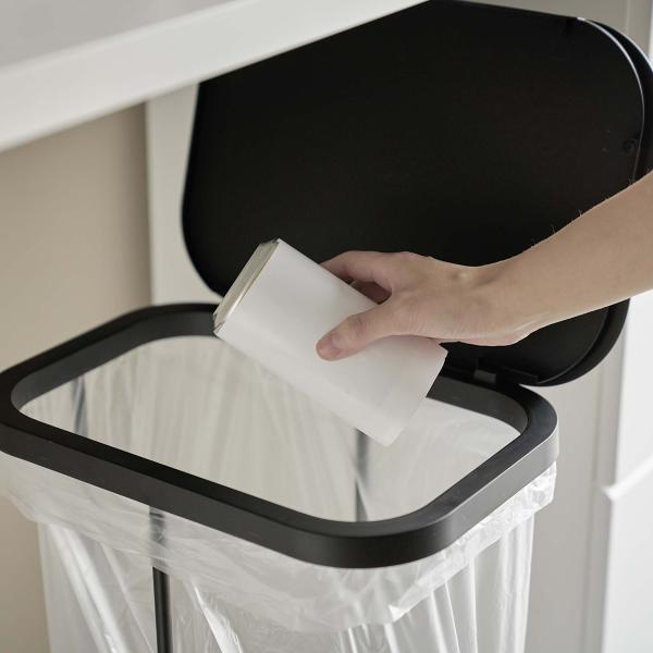山崎実業(yamazaki) LUCE【分別ゴミ袋ホルダー ルーチェ 横開き 】 ゴミ箱 スリム 蓋つき 分別 横型 スタンド 45L袋可 ダストボックス ホワイト ブラック yamazaki ...