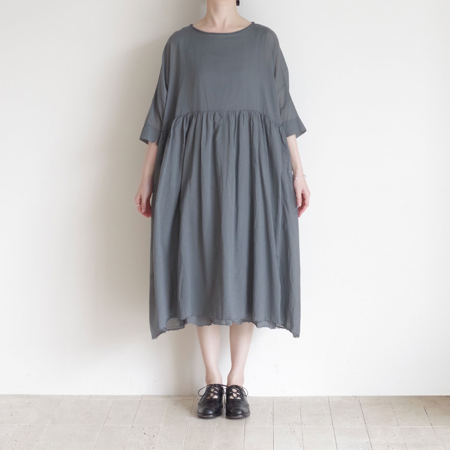 H+ HANNOH WESSEL アッシュプリュスアノーヴェセル : Dress Dennelle ギャザーワンピース | H+ HANNOH ...