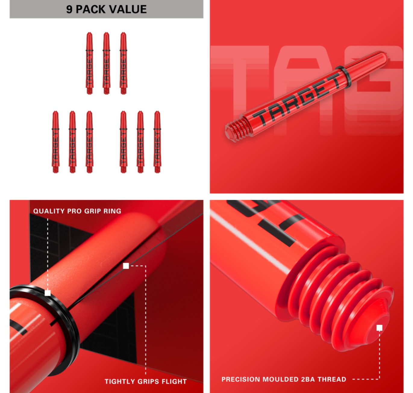 PRO GRIP TAG RED & BLACK SHAFT 3セットパック