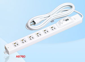 A8760 アメリカン電機 OAタップ 抜止形×6（平刃形(二重成形)、3m、125V