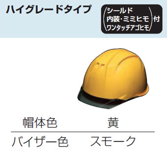 USP-2S-SVY 未来工業 USメット ハイグレードタイプ(帽体色：黄、バイザー色：スモーク) 即配・速配ならプロ向け電材・照明器具オンラインショップのタロトデンキにお任せください。