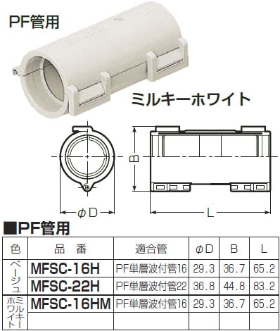 MFSC-16HM 未来工業 半割れカップリング（PF管用）（10個入） 即配・速配ならプロ向け電材・照明器具オンラインショップのタロトデンキにお任せください。