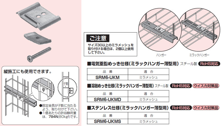 SRM6-UKM 未来工業 内側固定金具[ミラックハンガー薄型用](電気亜鉛めっき) 即配・速配ならプロ向け電材・照明器具オンラインショップのタロトデンキにお任せください。
