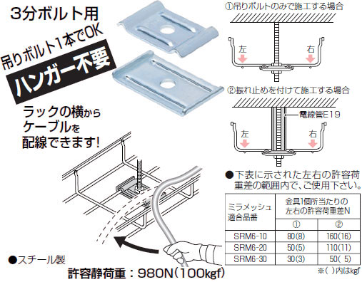 SRM6-TT 未来工業 中央吊り金具 即配・速配ならプロ向け電材・照明器具オンラインショップのタロトデンキにお任せください。