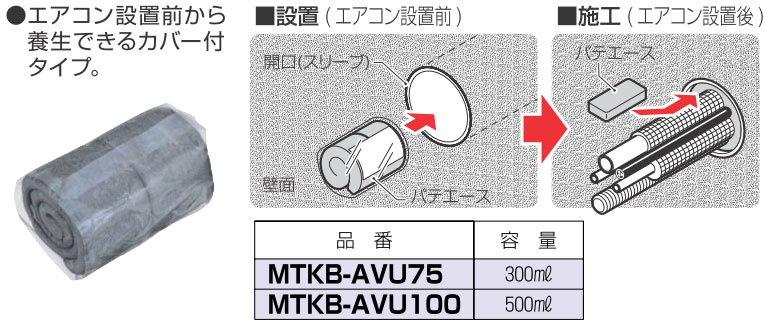 MTKB-AVU75 未来工業 パテエース(エアコン用) 300ml 即配・速配ならプロ向け電材・照明器具オンラインショップのタロトデンキにお任せください。