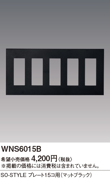 WNS6015B パナソニック SO-STYLE プレート15コ用 即配・速配ならプロ向け電材・照明器具オンラインショップのタロトデンキにお ...