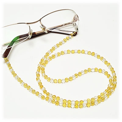シトリン×水晶 メガネチェーン 眼鏡チェーン グラスコード