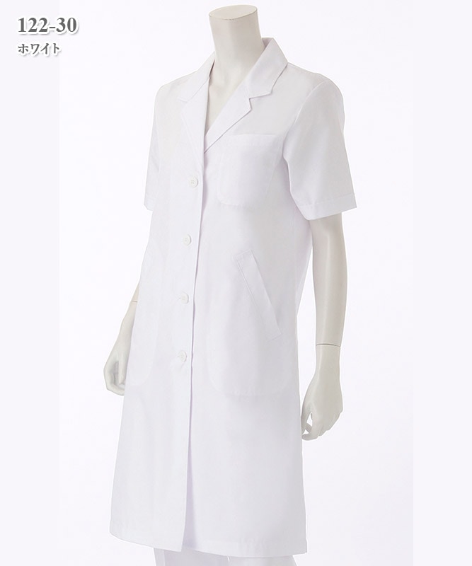 ブロードレディス白衣シングル診察衣半袖[KAZEN製品] 122-30｜THS-白衣通販・販売