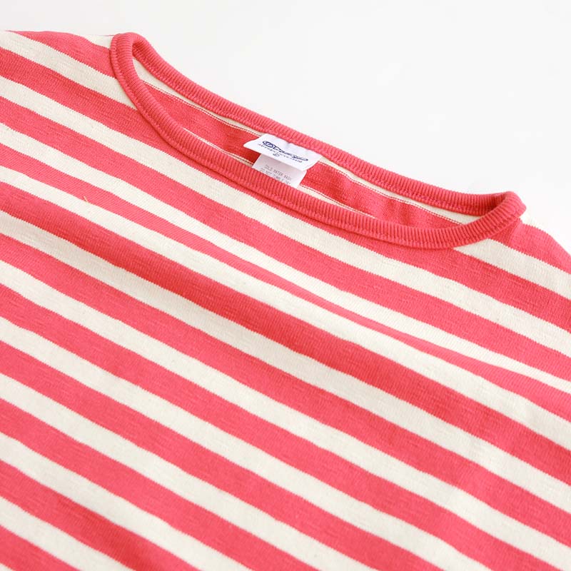 te001bdbg HDCS BIG BOAT NECK BORDER SHIRT SHOCKING PINK × NATURAL ...