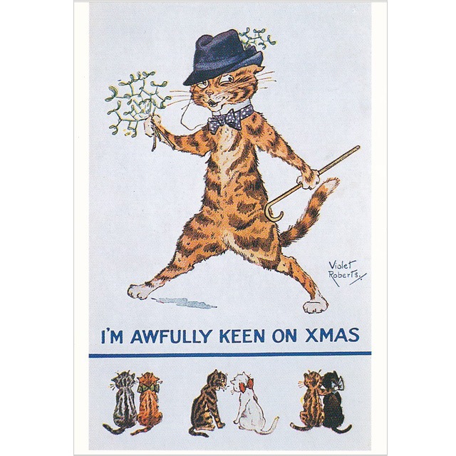ヴィンテージ復刻猫ポストカード CATS KEEN ON CHRISTMAS by Violet Roberts イギリス製 TIM & SAILOR