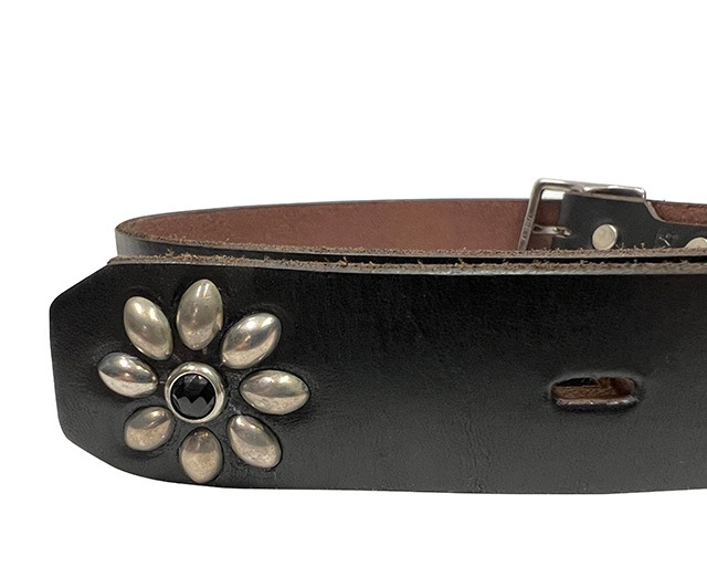 HTC エイチティーシー END ONLY FLOWER STONE 1.25 フラワーモチーフ スタッズ レザーベルト STONE:BLACK HTC Hollywood Trading ...