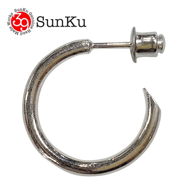 Sunku サンク SILVER LARGE HOOP PIERCE-ROUND BAR シルバー ラージ フープ ピアス-ラウンド バー LARGE SIZE 片耳 SILVER925 ...