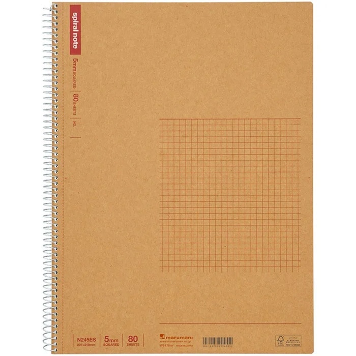 スパイラルノート ベーシック 方眼罫 80枚 A4 マルマン N245ES A4 5mm方眼 | 画材・コミック・用紙,用紙 | takedaオンラインショップ
