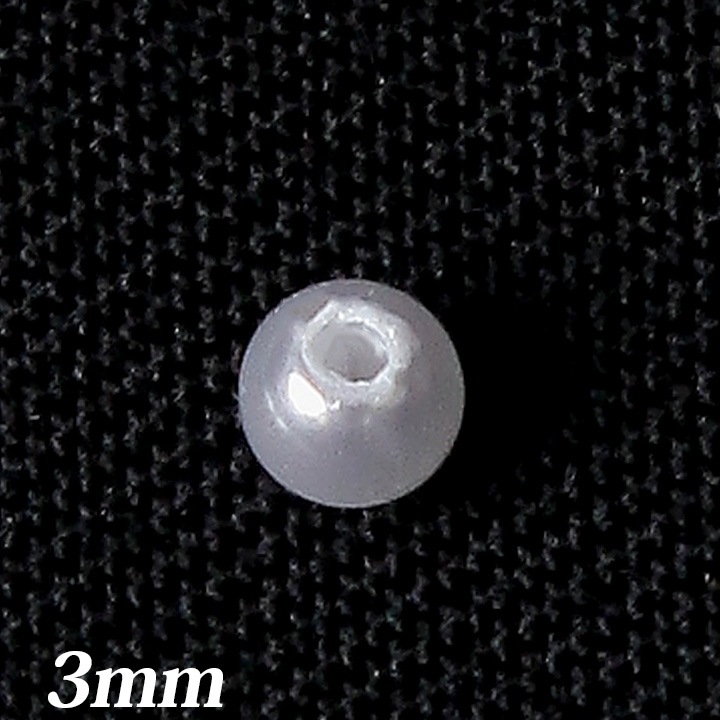 スムースホールパール3mm ホワイト 約70個入り | アクリルパール ラウンド | 手芸用品の卸売りサイト「クラフトハートトーカイドットコム」