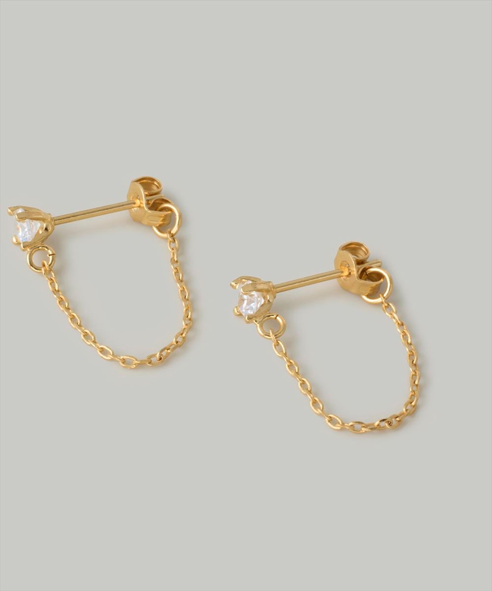 〈K18GP〉1粒CZフープチェーンスタッドピアス - 12Twelve Agenda(トゥエルブアジェンダ)公式通販サイト