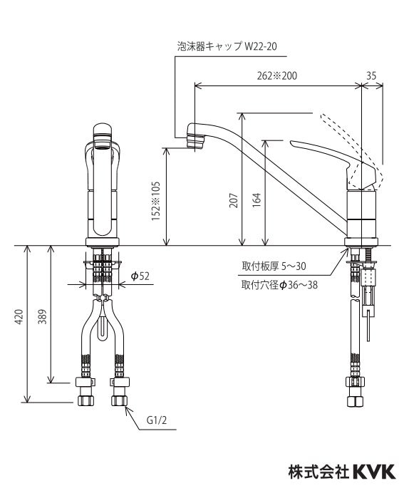 キッチン水栓 寒冷地用 KVK製（KVK）KM5011Z シングル混合栓 | KVK,キッチン水栓 | 縁JOY KITCHEN-キッチン取付け隊マーケット