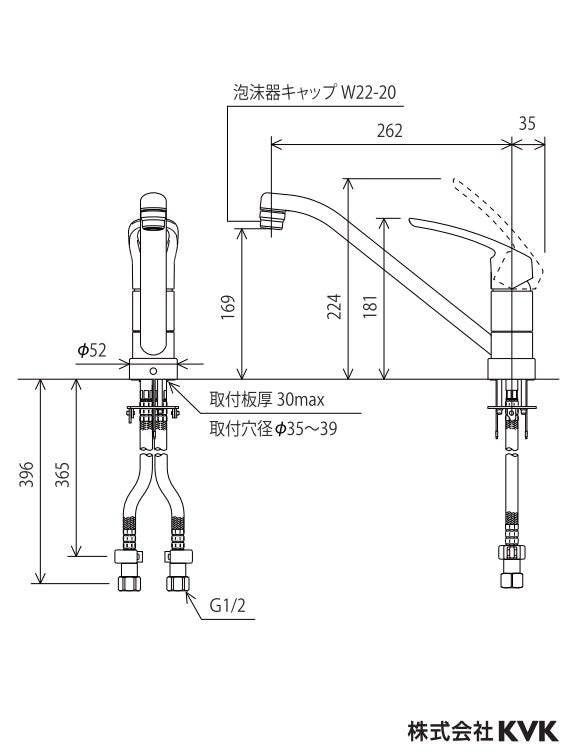 キッチン水栓 寒冷地用 KVK製（KVK）KM5011ZJ シングル混合栓 | KVK,キッチン水栓 | 縁JOY KITCHEN-キッチン取付け隊マーケット